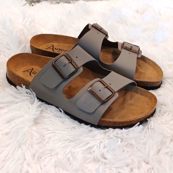 Autenti Shoes | Shoes | Autenti Tan Leather Dual Adjustable Strap Slide ...